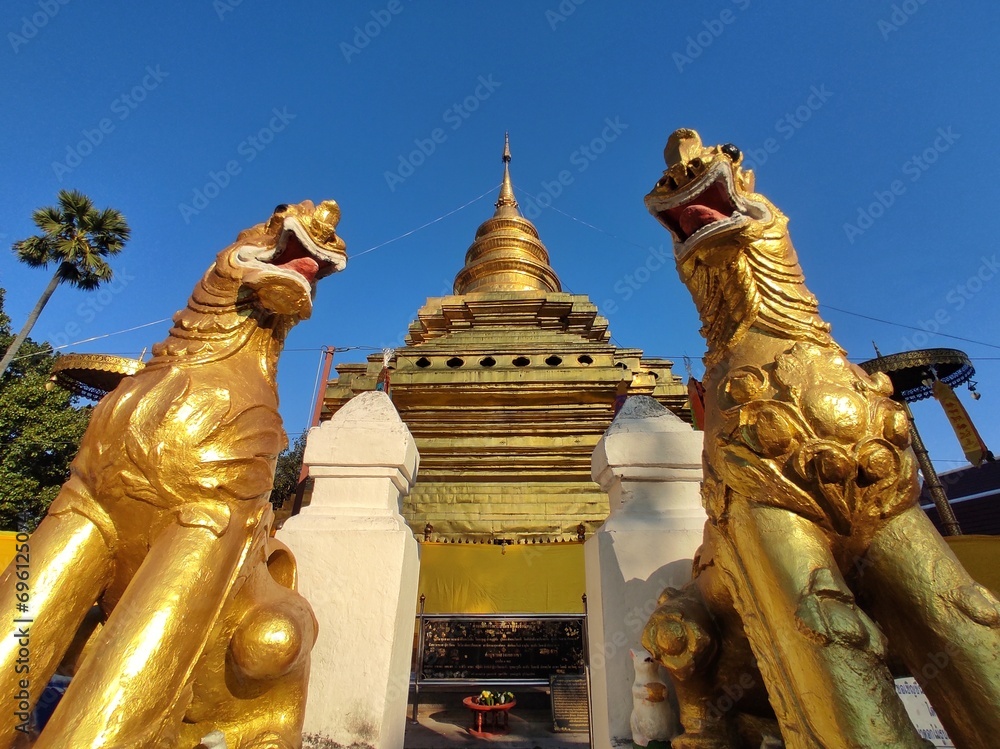 Golden pagoda of Wat Phra That Si Chom Thong Worawihan in Chom Thong District, Chiang Mai ...