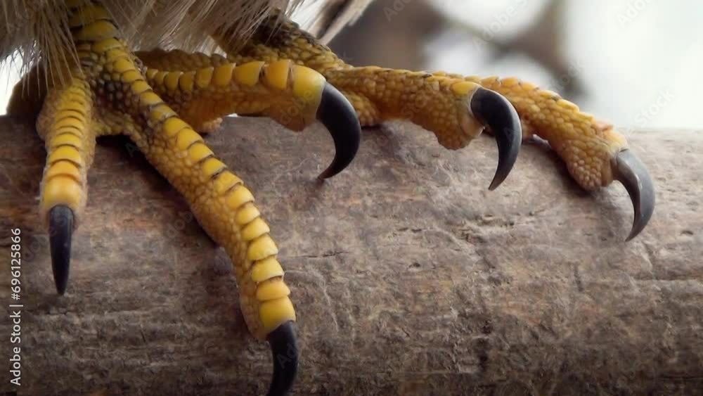 The claws of a common kestrel (Falco tinnunculus), raptor claws, close ...