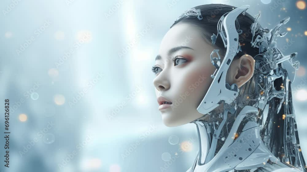 Video Stock Seamless loop - woman, cyborg, futuristic, robot ...