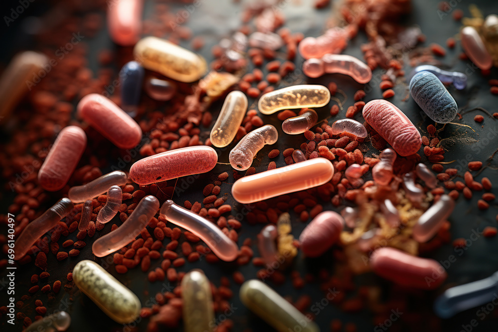 A visual representation of gut microbiota, underscoring the symbiotic ...