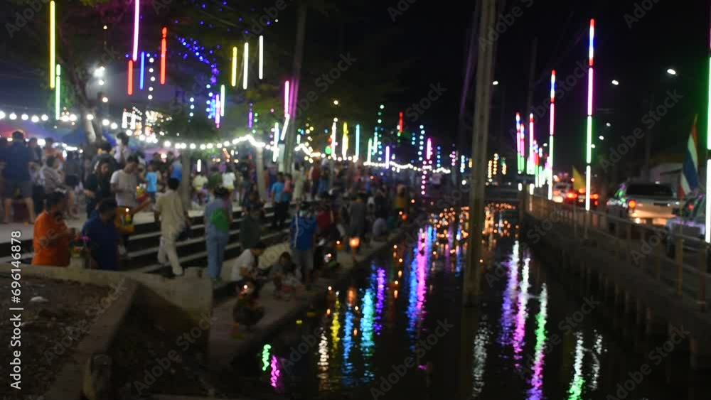 Thai people traveler travel visit join Loy Krathong festival celebrate ...
