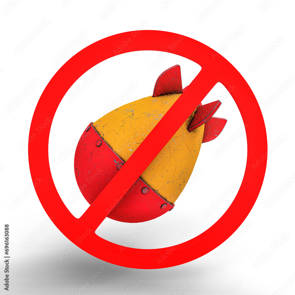 Atomic Nuclear Bomb with No Symbol on White Background. One of the ...