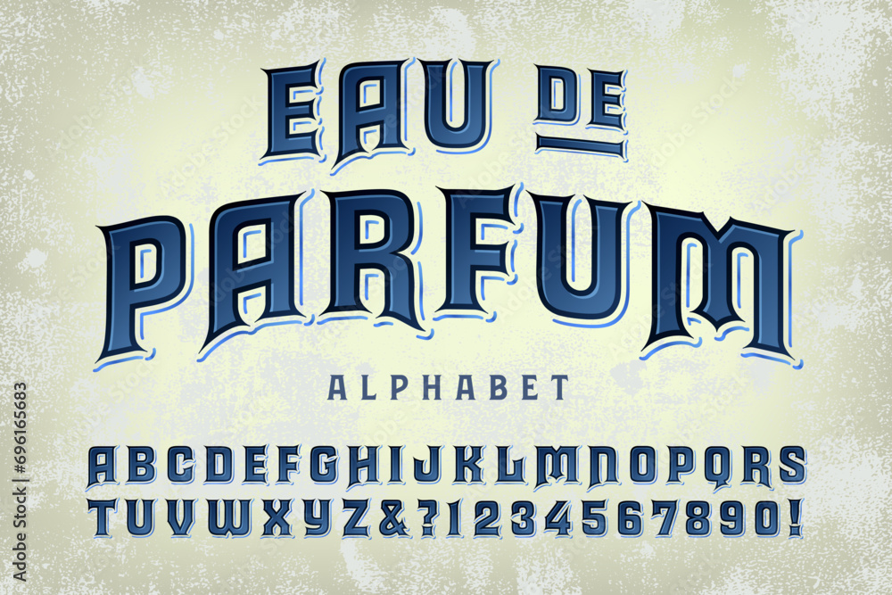 Eau de Parfum is an antique style alphabet with elegance and panache ...