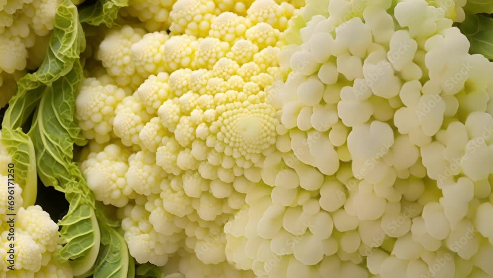 Vidéo Stock A birds eye view of a cauliflower, displaying the ...