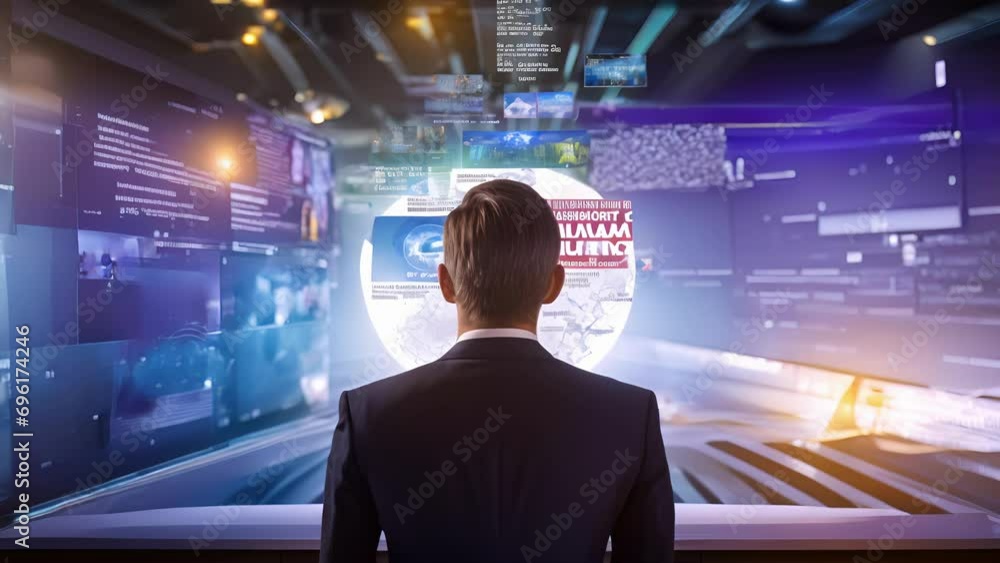 A detailed shot of a TV screen playing a news channel, with a news ...
