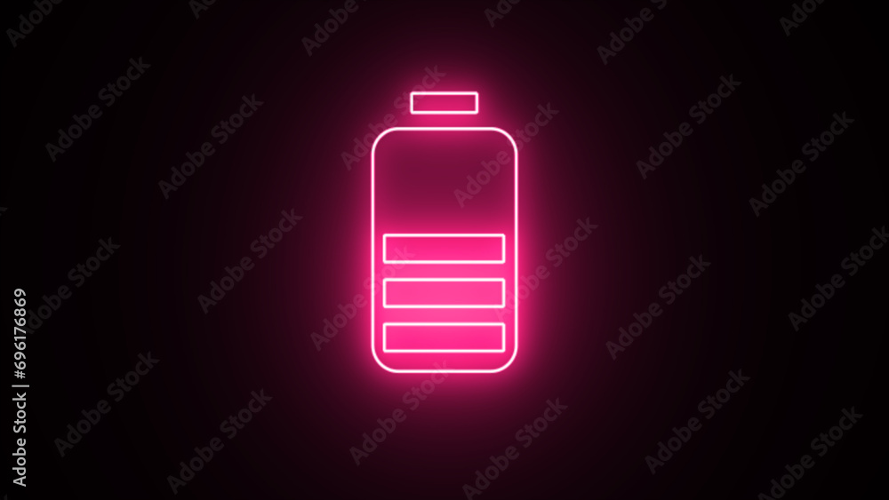 Neon glowing battery charging icon. neon battery icon. glowing Battery ...