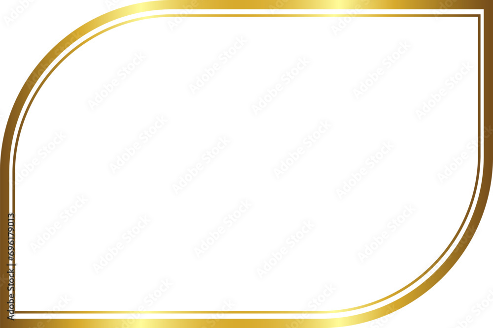 Round Diagonal Corner Rectangle Shape Gold picture frame luxury golden ...