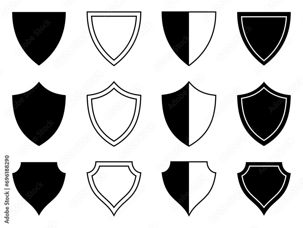 shield icon collection. simple flat vector isolated on white background ...