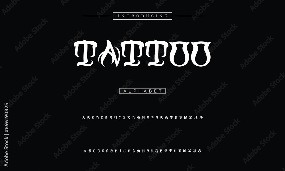 Vetor de Vintage tattoo font. Font for the tattoo studio logos, alcohol ...