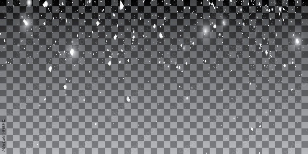 Transparent background with falling snow. Real falling snow on a ...