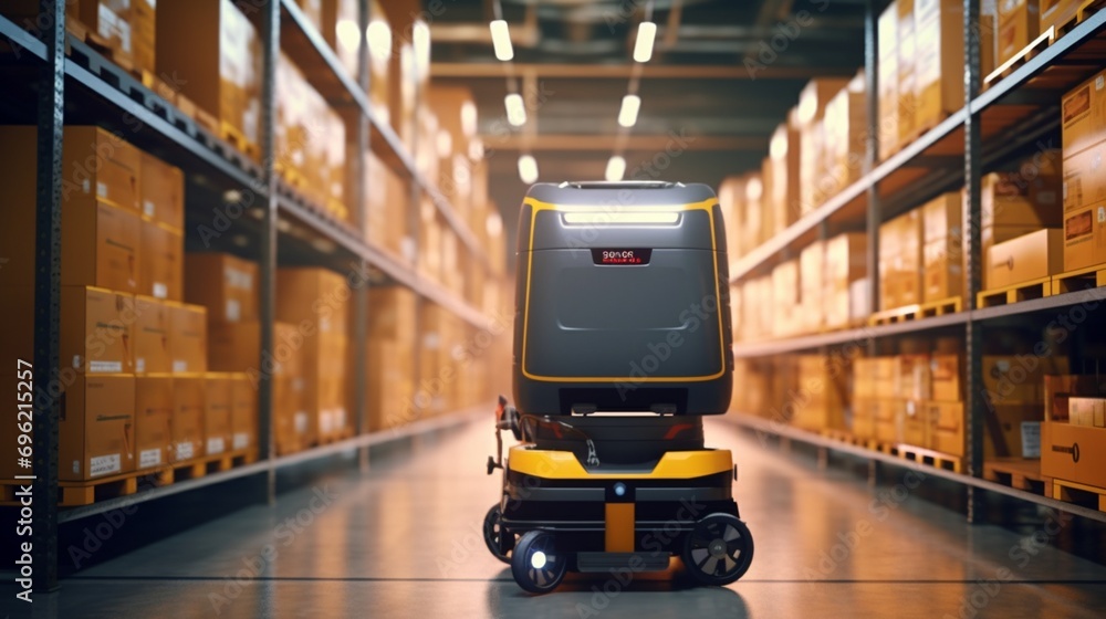 Advanced robotics in a fully automated warehouse, showcasing the ...