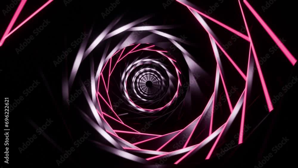 looped 3d animation, VFX magenta tunnel with polygonal frames, Sci-fi. Abstract cyclic ...