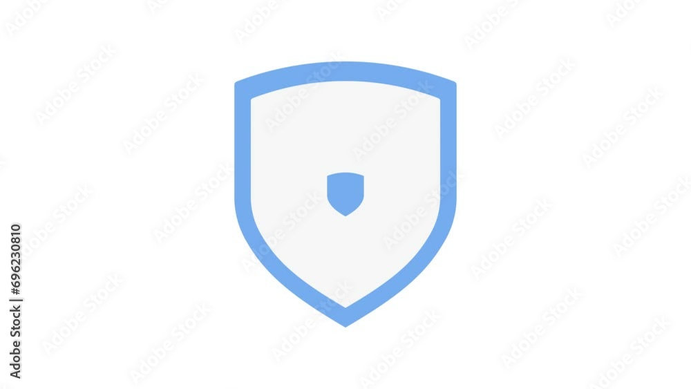 Blue Shield with check mark icon isolated on white background. Security ...