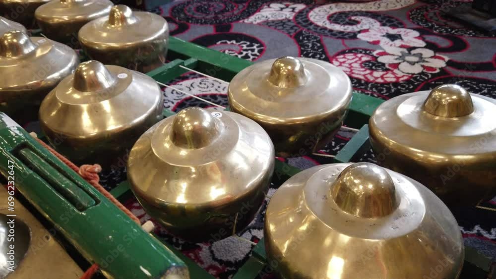 Javanese Gamelan Musical Instruments Bells and Bronze Gongs of Indonesia Closeup Stock-Video ...