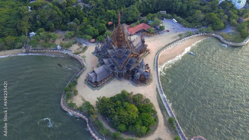 The Sanctuary of Truth wooden temple in Pattaya Thailand is a gigantic ...