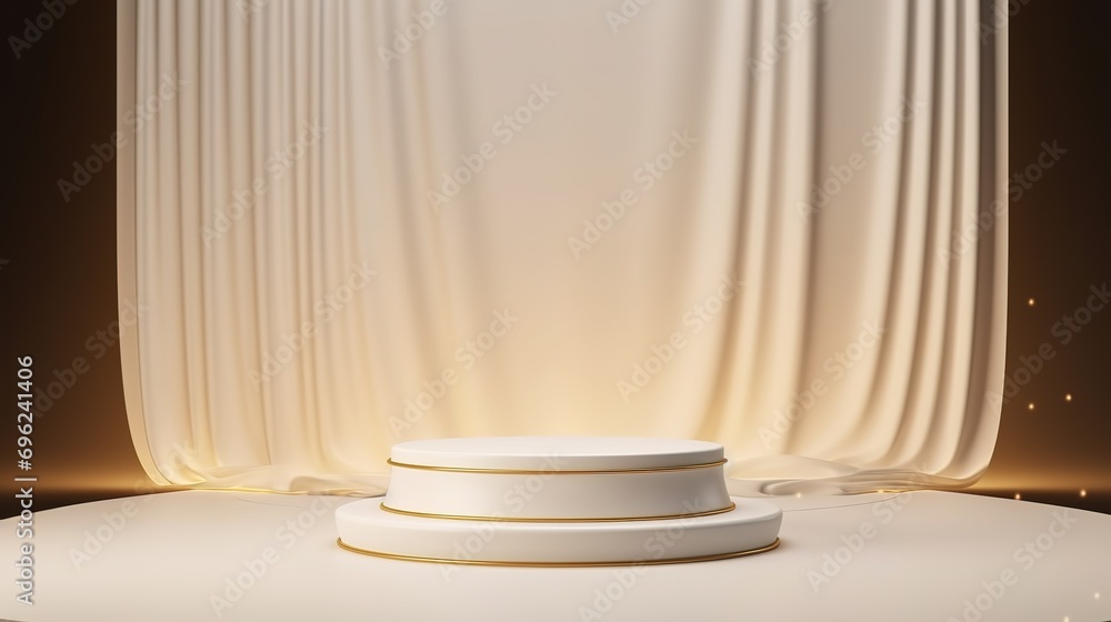 Podium and abstract background. Round stand. Platform for your design ...