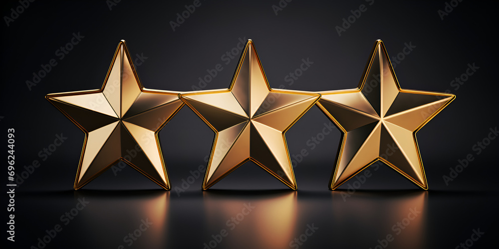 gold star on black,gold star,5 golden stars on metallic backdrop, 3D ...