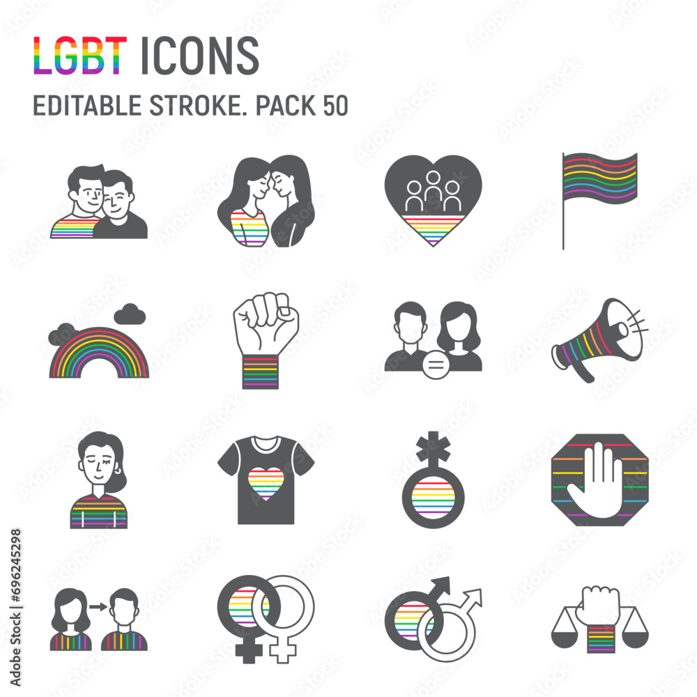 LGBT glyph icon set, lgbtq collection, vector graphics, logo ...