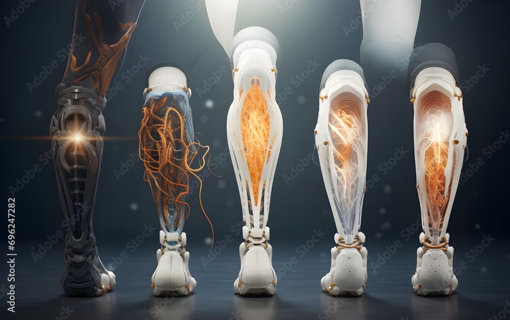 illustration 3d model of ai robot prosthetic leg technology Stock Illustration | Adobe Stock