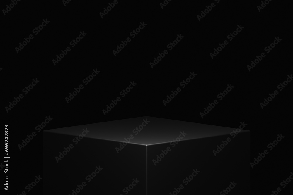 Black product background empty cube podium stage 3d object with ...