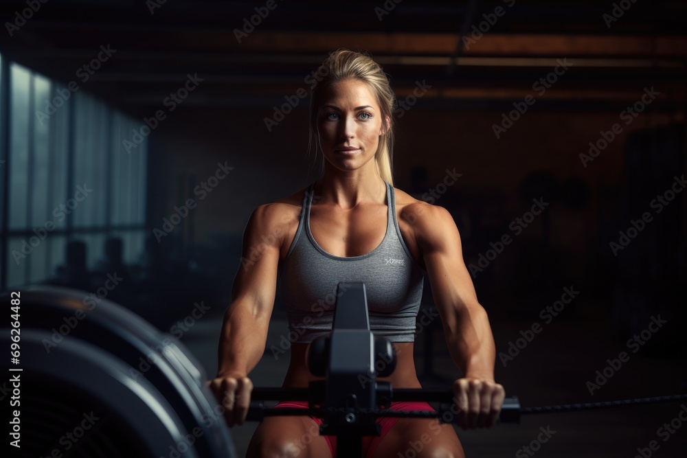 Portrait Of A Young Physically Fit Woman Doing Heavy Weight Exercise ...