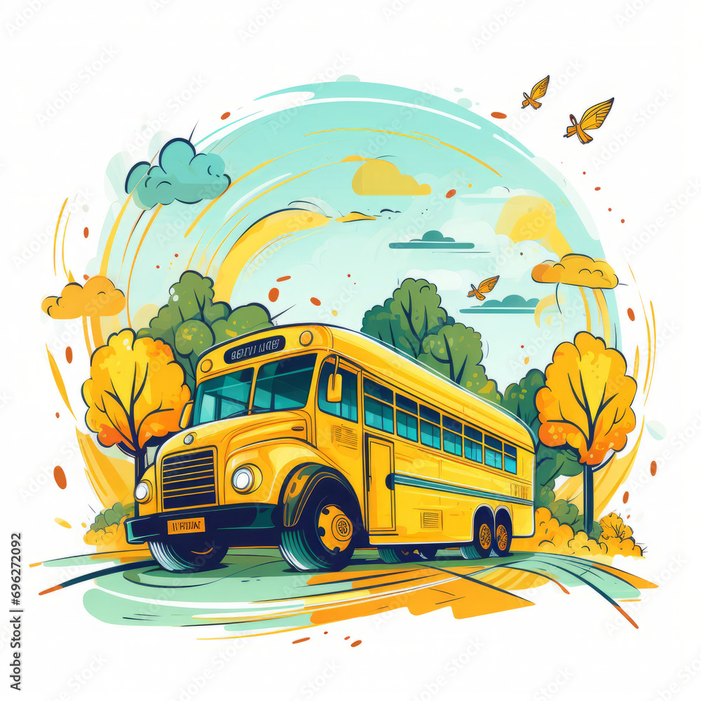 Back to school bus, school bus, school bus with supplies, School bus ...