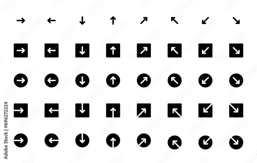Arrows icon set. Arrow icon. Arrow vector collection. Arrow. Cursor ...