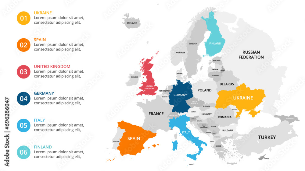 Europe Infographic maps for countries elements design for presentation ...