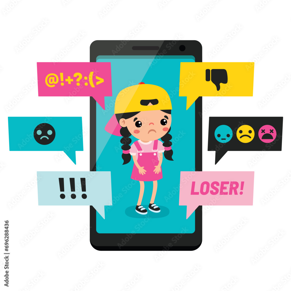 Cartoon Drawing Of Cyber Bullying Stock Vector | Adobe Stock