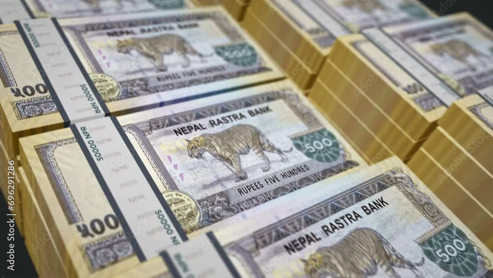 Nepal money Nepali rupees pack loop 3d animation. Loopable seamless ...