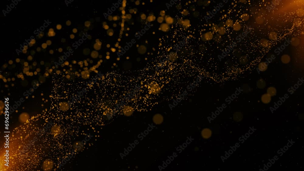 Golden Floating Dust Particle Beautiful Abstract gold motion background animation. shining gold ...