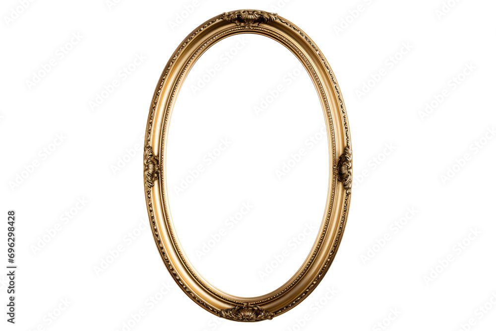 Gold gilt oval landscape picture frame with an empty blank canvas for ...
