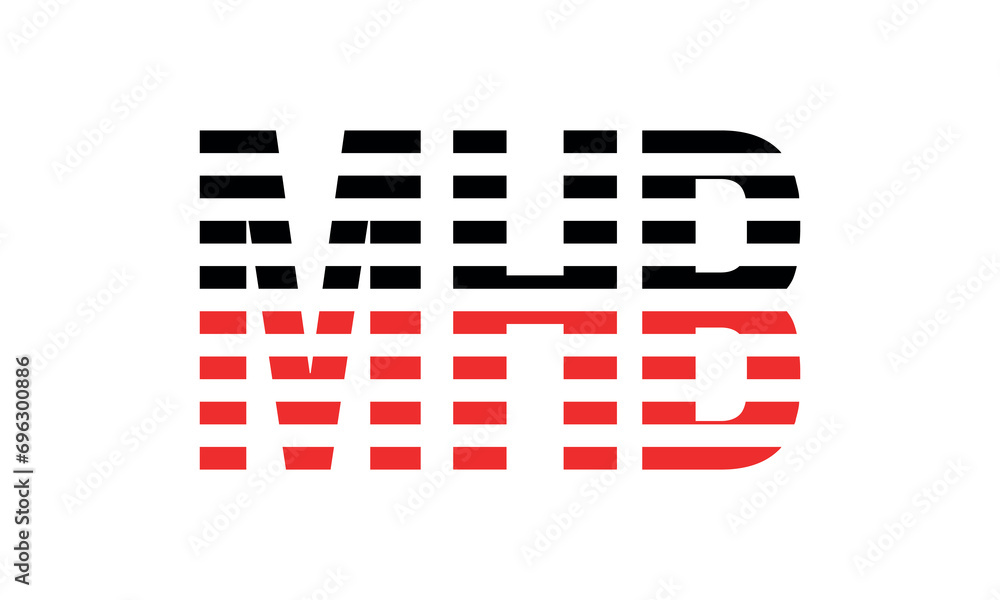 MHB three initial letter iconic line negative space minimal logo design ...