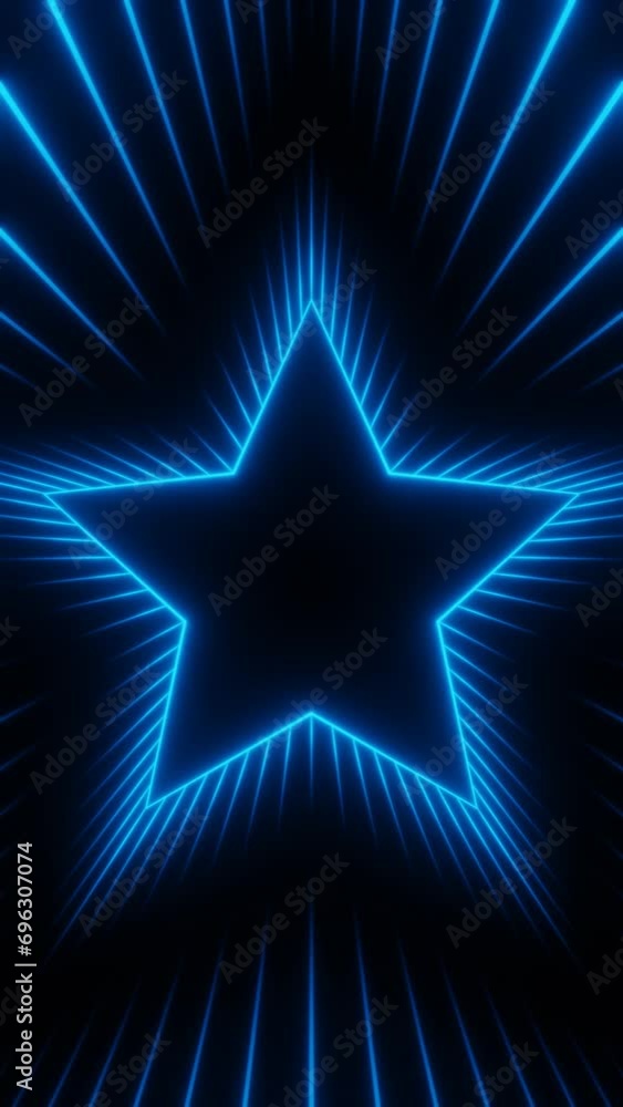 Vertical video blue neon star tunnel loop animation background Stock ...