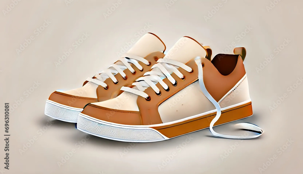 Artistic sneaker design, 3D illustration Trendy shoes combined with ...