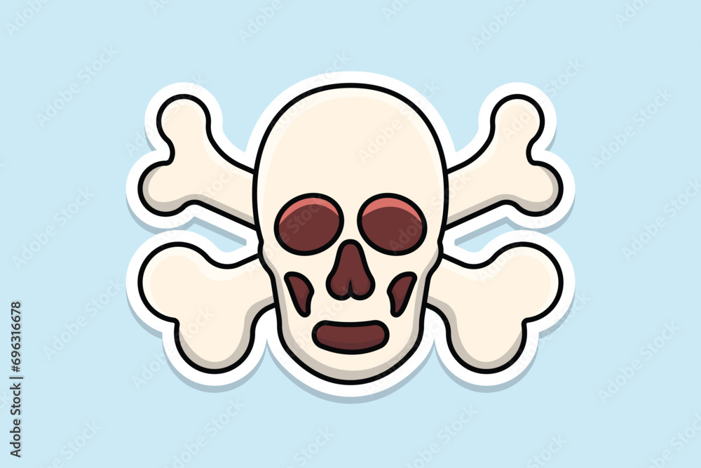 Human Skull Head With Crossbones Sticker design vector illustration ...
