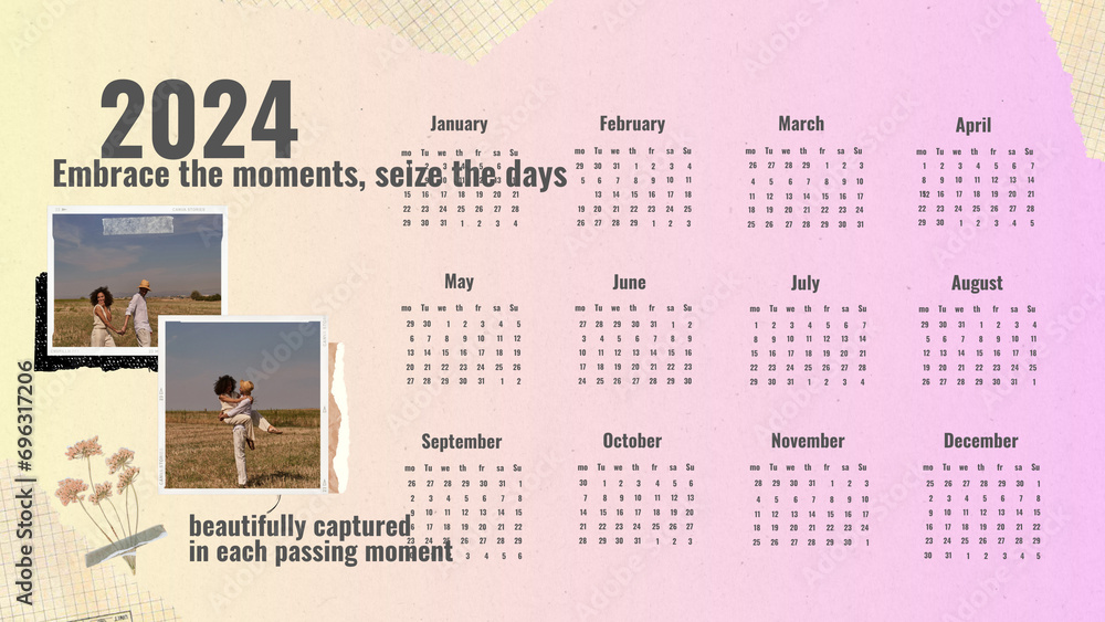 Calendar 2024 Calendar with holidays. Yearly calendar showing months ...