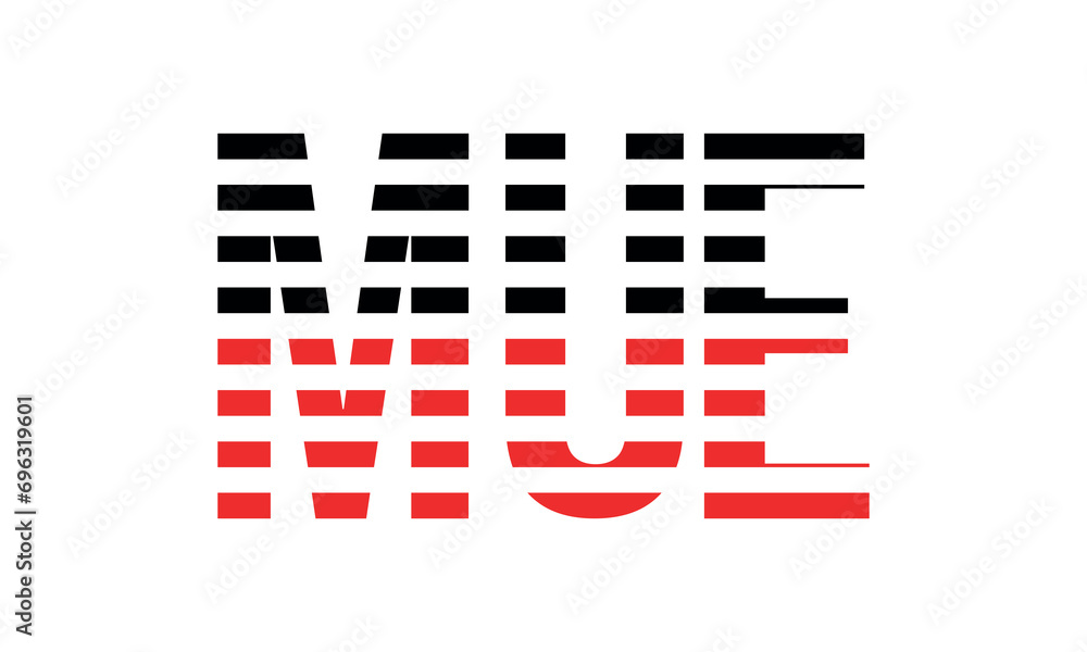 MUE three initial letter iconic line negative space minimal logo design ...