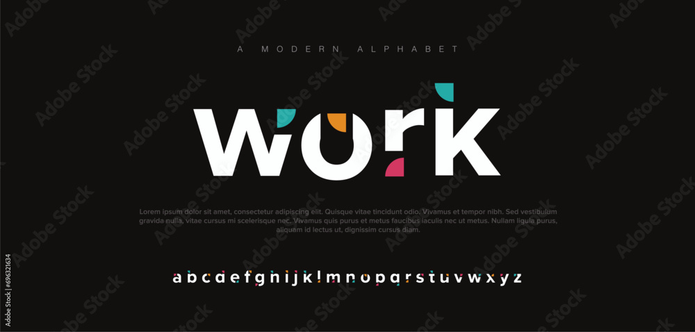 Work modern alphabet. Dropped stunning font, type for futuristic logo ...