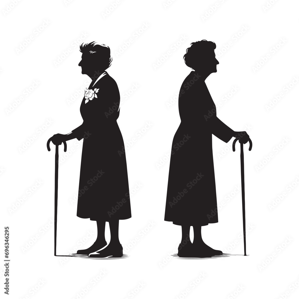 Old Lady Silhouette - Evocative Shadow of an Aged Woman, Symbolizing ...