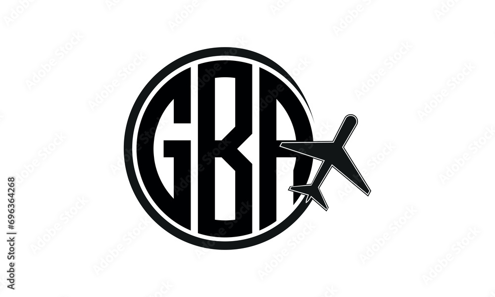 GBA three initial letter circle tour & travel agency logo design vector ...