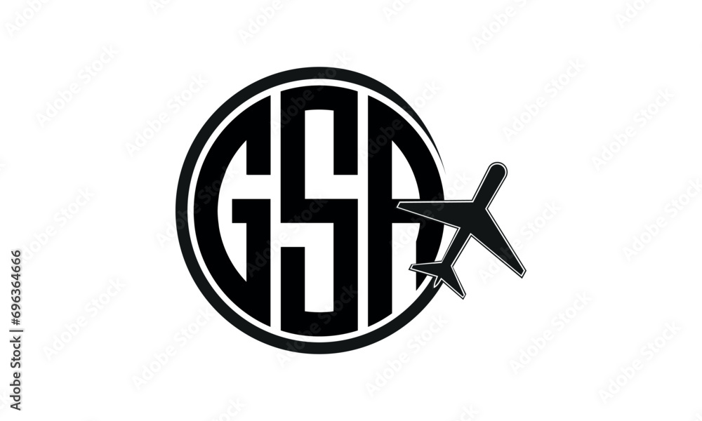 GSA three initial letter circle tour & travel agency logo design vector ...