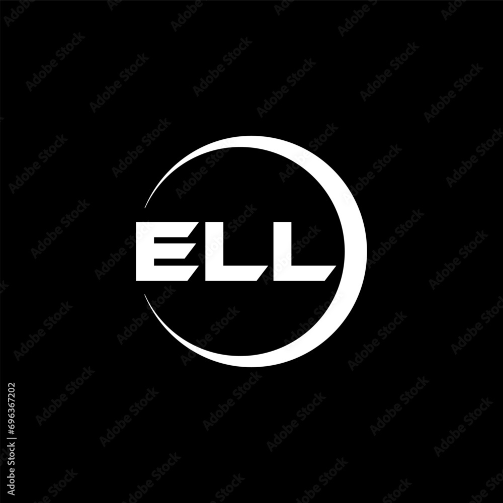 ELL letter logo design with black background in illustrator, cube logo ...