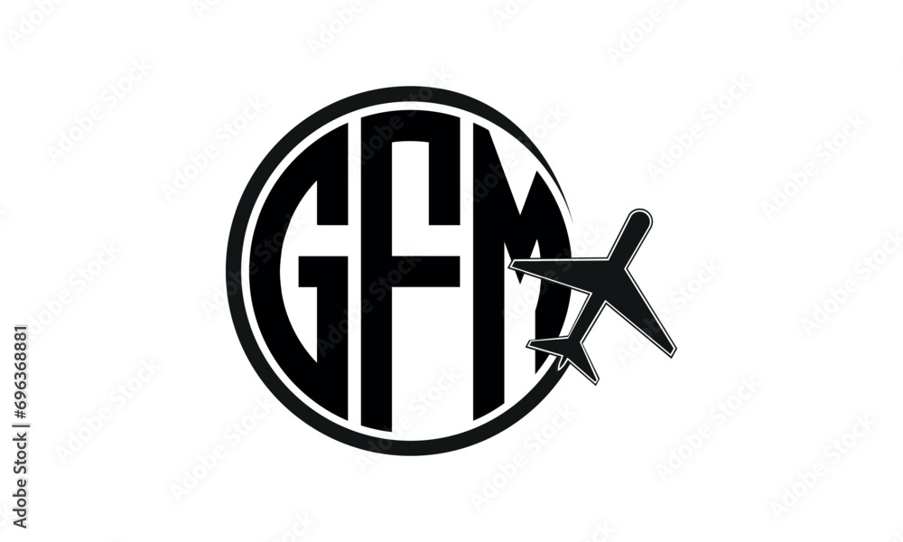 GFM three initial letter circle tour & travel agency logo design vector ...