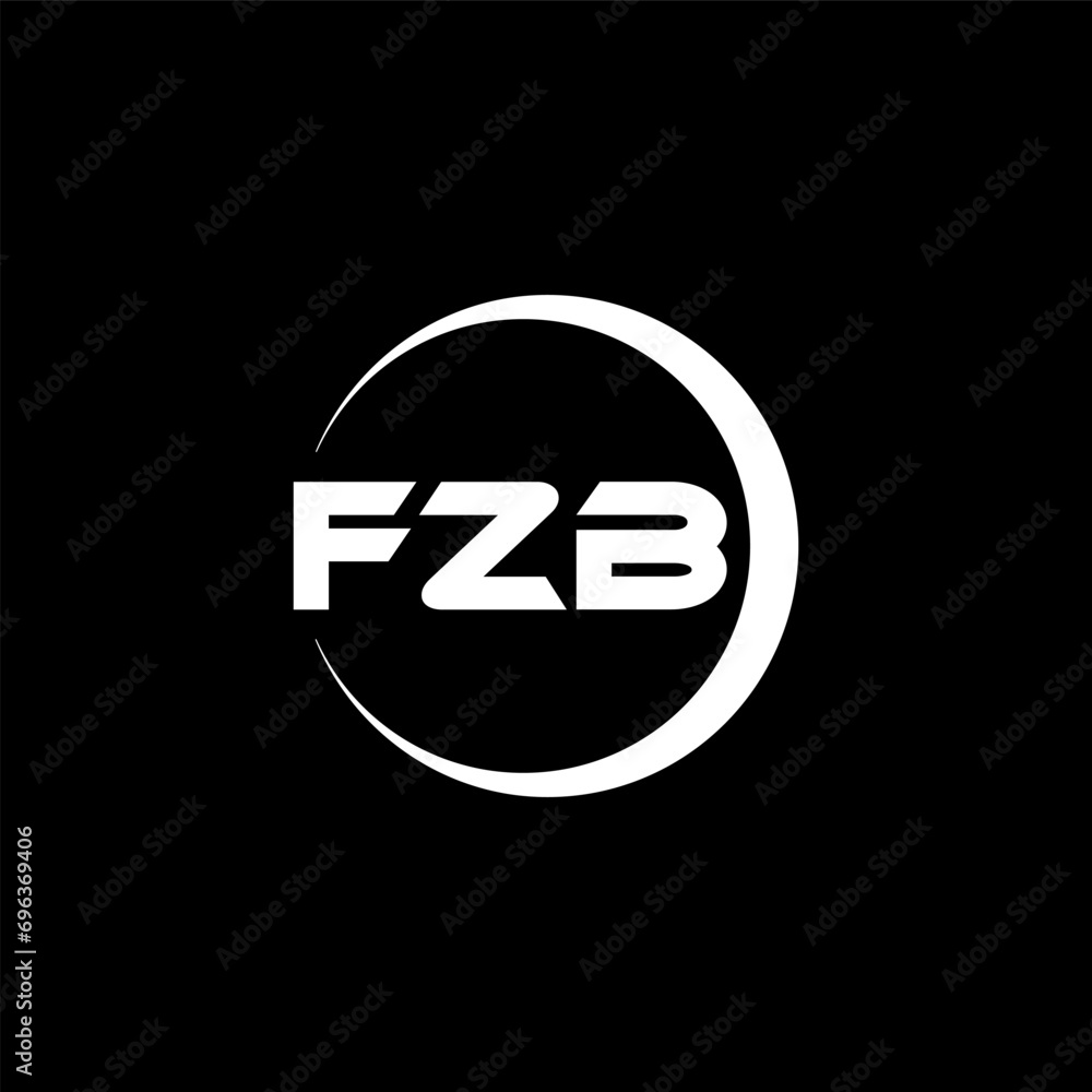 FZB letter logo design with black background in illustrator, cube logo ...