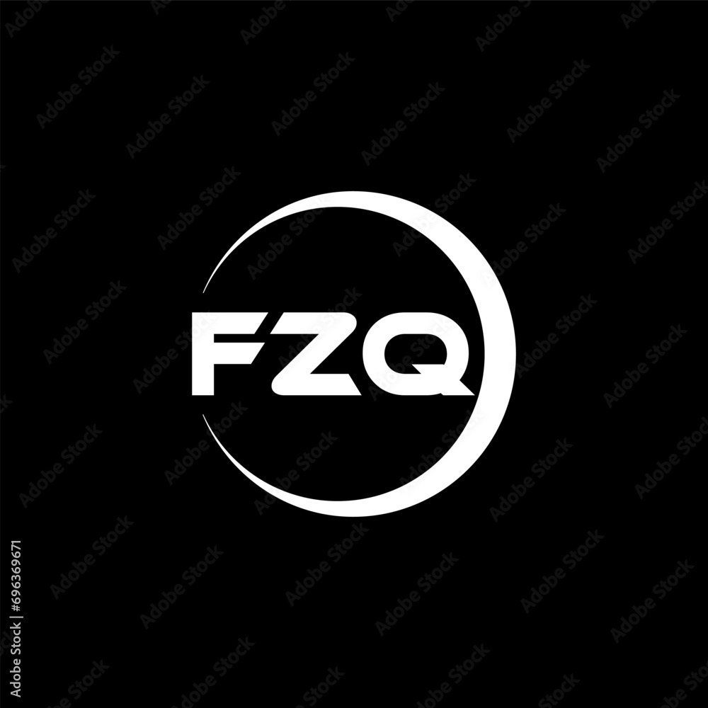 FZQ letter logo design with black background in illustrator, cube logo ...