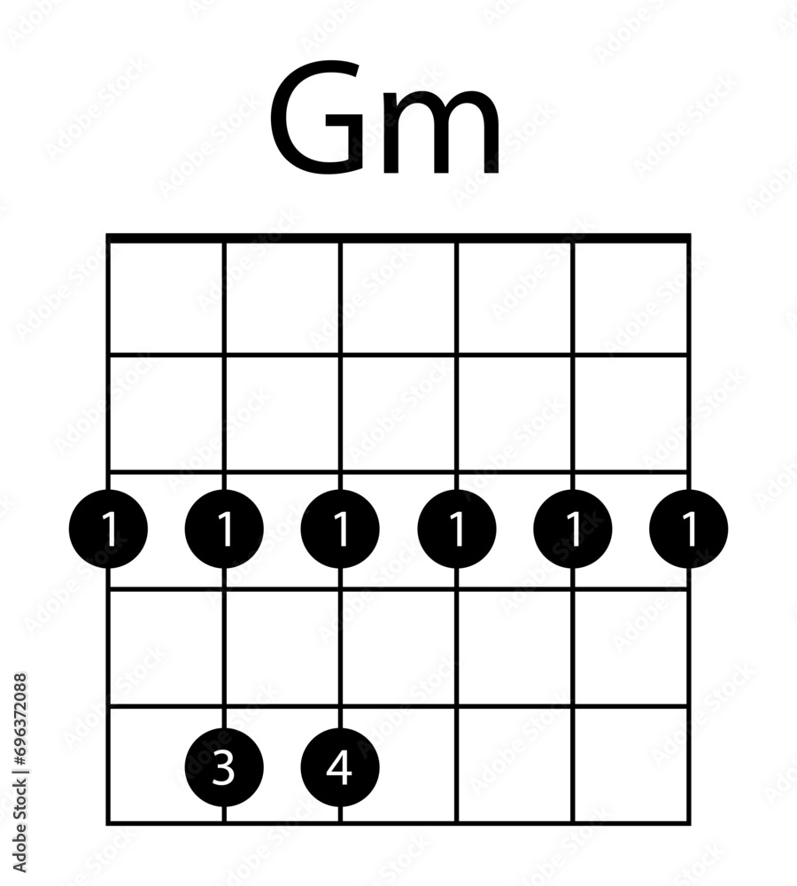 Guitar chord GM illustration. Guitar, notes, music, string, song ...