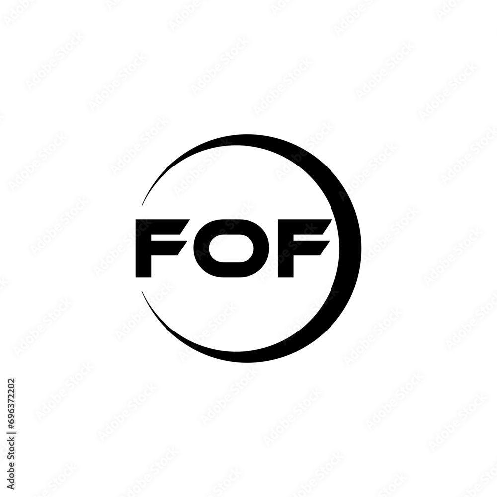 FOF letter logo design with white background in illustrator, cube logo ...