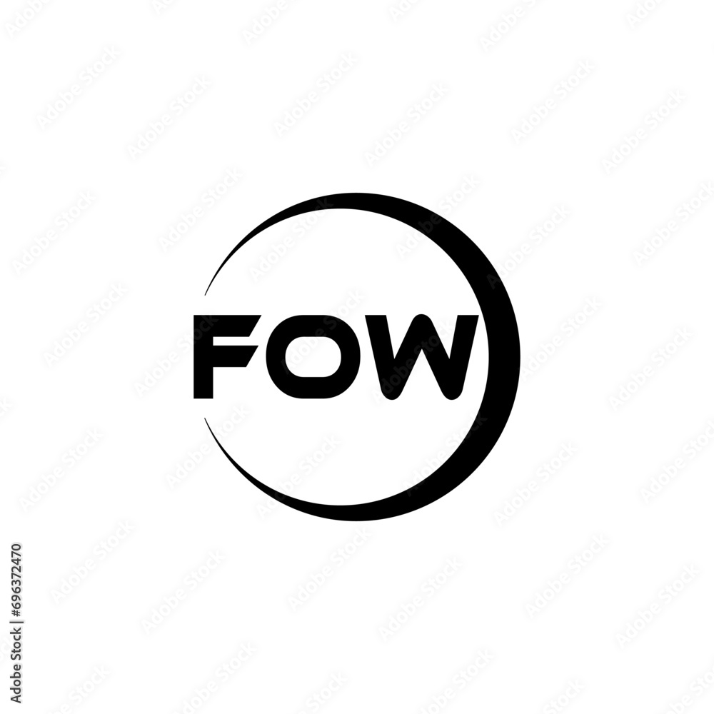 FOW letter logo design with white background in illustrator, cube logo ...