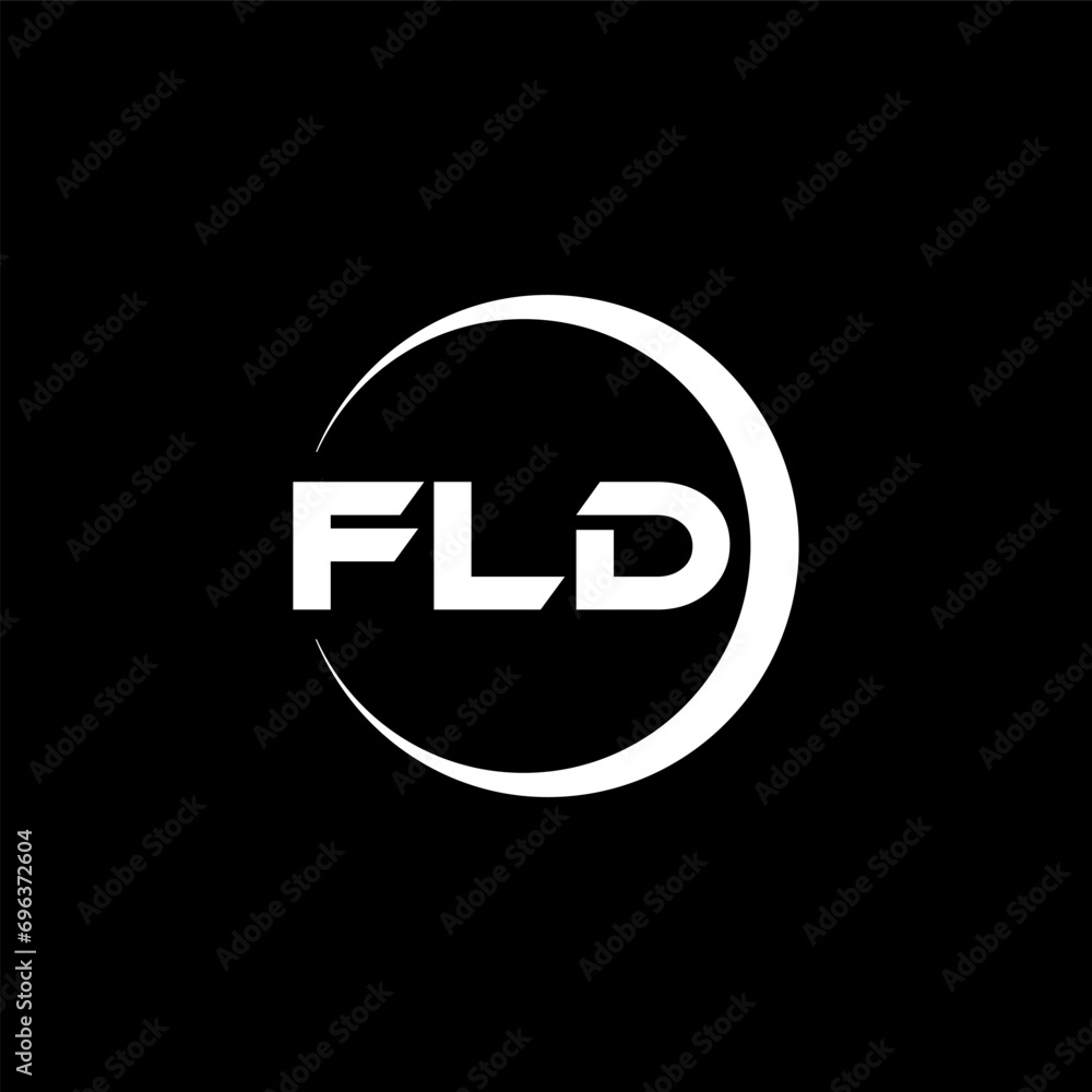 FLD letter logo design with black background in illustrator, cube logo ...